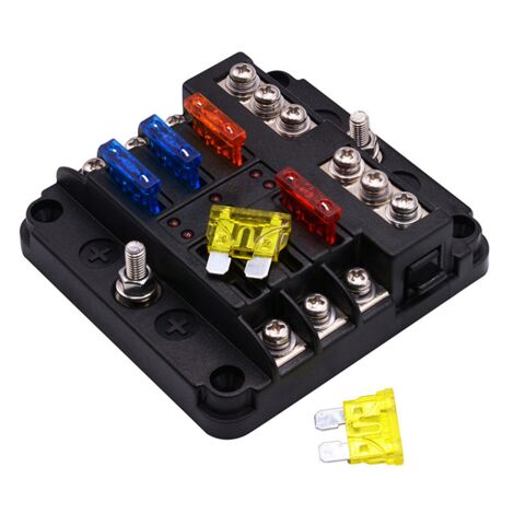 6-Way Waterproof Fuse Block,With LED Indicator 12 Circuits With ...