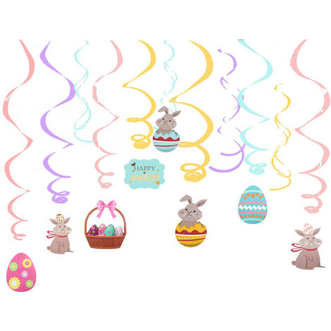 Happy Easter Multicolor Spiral Balloon Streamer Ornaments Party Scene ...