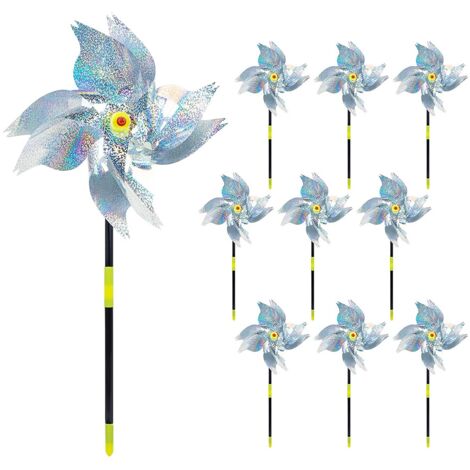 10 Pack Bird Repellent Scare Pinwheels, Bird Reflective Sparkly ...