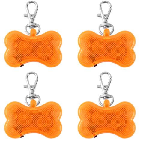 4PCS LED Dog Collar Tag Lights Glowing Bone Shape Label Lights Up Label ...