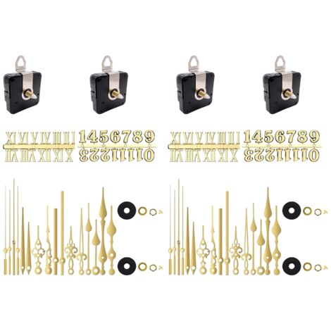 4 Pcs Quartz Clock Movement Parts 12 Set Gold Hands Contains Numerals ...