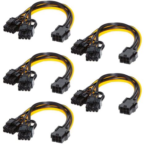 5 Pcs PCI-E 6-pin to Dual 6+2-pin (6-pin/8-pin) Power Splitter Cable ...