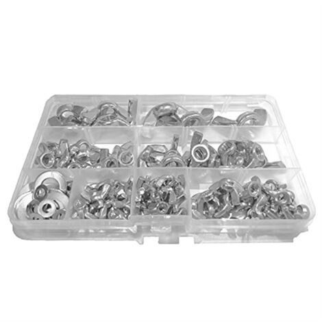 Wing Nut, 100Pcs Stainless Steel Wing Nut Kit with 52 Washer Kit ...