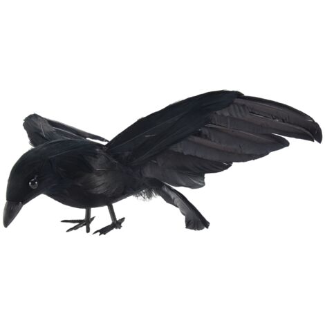 Halloween prop plastic & feathers Crow bird large 25x40cmspreading ...