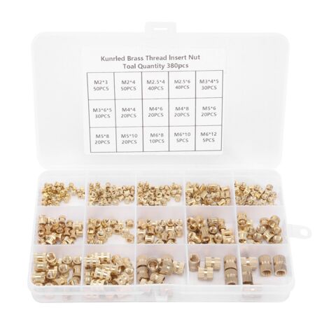 380pcs Thread Inserts M2 M2.5 M3 M4 M5 M6 Metric Female Thread Brass ...