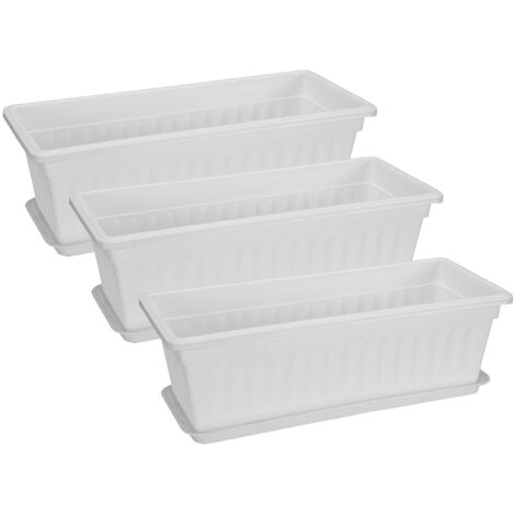 3 Packs 19.6 Inches White Flower Window Boxes Plastic Vegetable ...