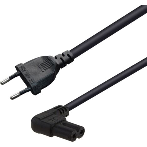 Right Angled Eu Euro Ac Power Cord Cable Lead Eu 2-Prong To Figure 8 C7 ...