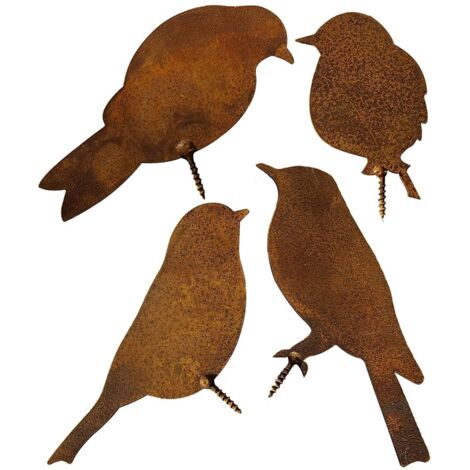 Patina Birds with Screw for Screwing in Wood, 4 Rusty Birds, Metal Rust ...