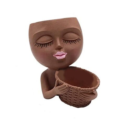 Two-In-One Flowerpot,Cute Lady Face Plant Pots, Suitable for Indoor ...