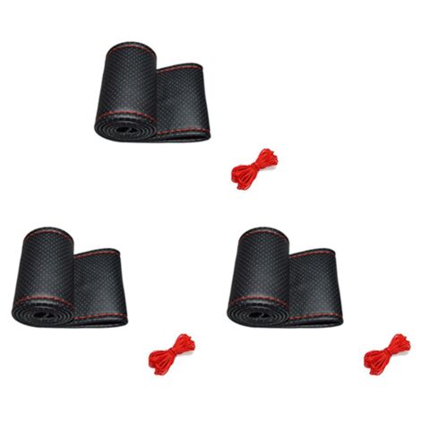 3x Universal Braid On The Steering Wheel Pu Leather Car Steering Wheel