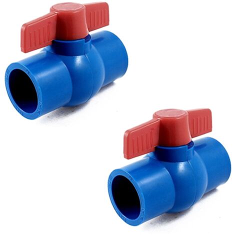 Plumbing 40mm x 40mm Slip Ends Full Port PVC Ball Valve Blue Red