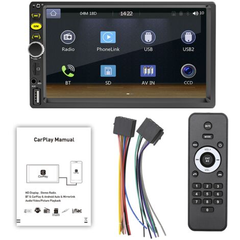 2 Din 7 Inch Touch Screen Car Radio Car Stereo MP5 Player with CarPlay ...