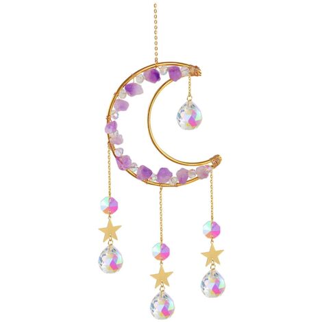 Crystal Pendant Hanging Curtain Windchimes Sun Light Catcher Star Moon ...