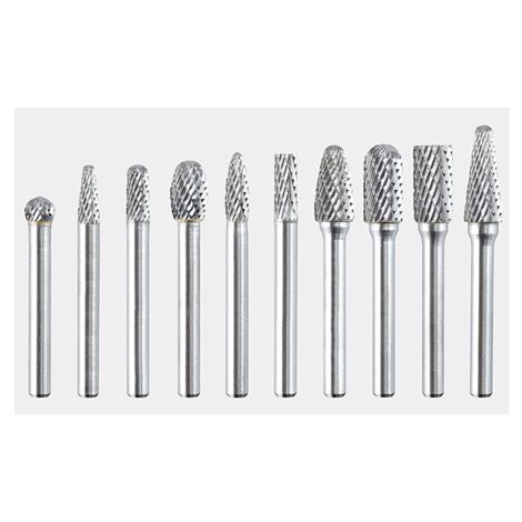 Rock Carbide Burr Set 1/4 inch 10PC Die Grinder Bits File Rasp for ...