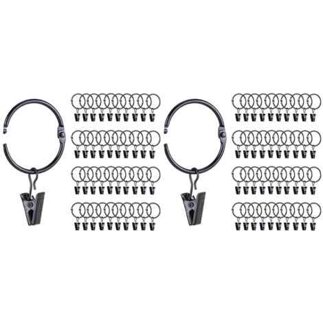 42 Pack Openable Curtain Rings with Clips, 1 Inch Interior Diameter ...