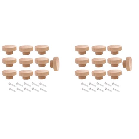 20Pcs Round Unfinished Wood Drawer Knobs 50mm Dia Wood Furniture ...
