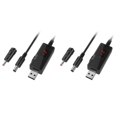 2X USB to 9V,5V to 12V Step Up,USB Cable DC 5V Boost to 9V 12V Voltage ...
