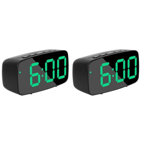 2X Smart Digital Alarm Clock Bedside,Green LED Travel USB Desk Clock ...