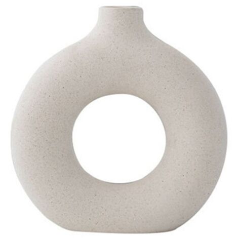 Nordic Ceramic Donut Vase Hollow Design Hand-made Dry Flowers Pot Arts ...