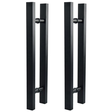Matte black stainless steel glass / wooden door handle