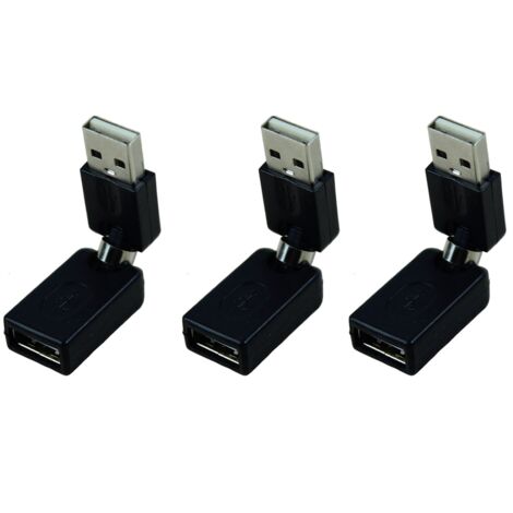 3X Black USB 2.0 Male to USB Female 360 Degree Rotation Angle Extension ...