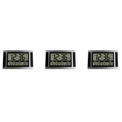 3X Digital Wall Clock LCD Large Number Time Temperature Calendar Alarm ...