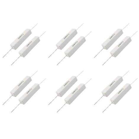 12 Pcs Wire Wound Ceramic Cement Resistor 8 Ohm 20W 5%