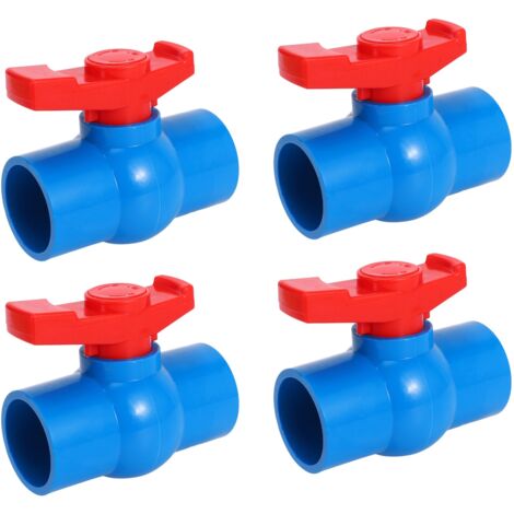Plumbing 40mm x 40mm Slip Ends Full Port PVC Ball Valve Blue Red