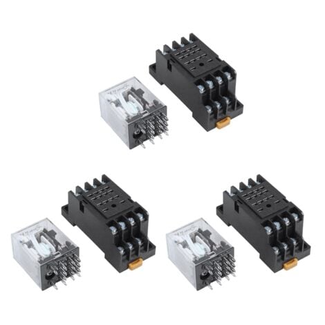 3X DC 24V Coil Volt 4PDT 14 Pin Terminal Electromagnetic Relay HH54P