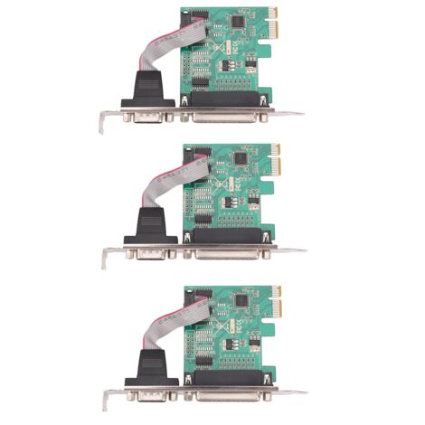 3X RS232 RS-232 Serial Port COM DB25 Printer Parallel Port LPT to PCI-E PCI Express Card Adapter ...