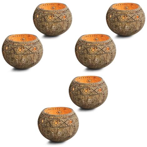 3X Candle Coconut Shell Bowl,Candle Holders,Handmade Coconut Shell ...