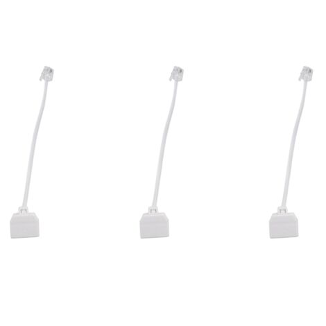 3X RJ11 6P4C Phone Splitter 1 Male 2 Female - White
