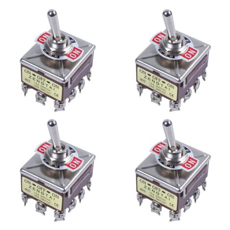4X AC 380V 10A ON/OFF/ON 3 Positions 12 Pin Latching Toggle Switch 4PDT