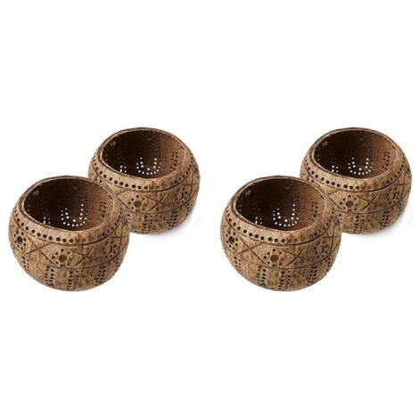 4X Candle Coconut Shell Bowl,Candle Holders,Handmade Coconut Shell ...