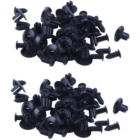 sourcingmap？ 25 Pcs Black Plastic Push in Bumper Fender Door Rivets ...