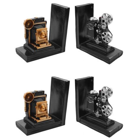 4x Retro Camera Bookend Movie Film Projector Black Silver Collector's ...
