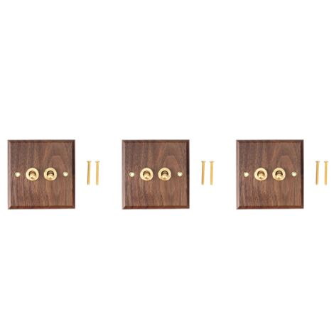 3X Retro American Industrial Style Light Switch Socket, Solid Wood ...