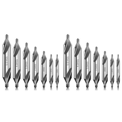 14 Pcs Center Drill Bits Set 60-Degree Angle Center Drill Bits Kit ...