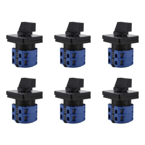 6X AC660V 25A 2-Pole 3-Position Momentary Plastic Rotary Changeover ...