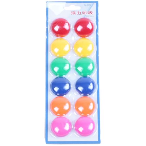 12 Pcs Multi Color 30mm Dia Round Fridge Magnets Paper Holder Set