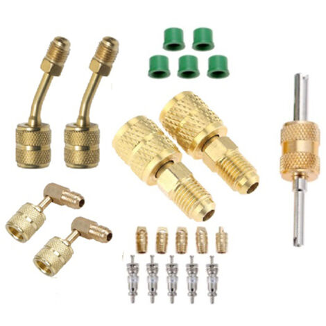 R410A Charging Vacuum Port Adapter Kit,2PC 45 Degree Angled and 90 ...