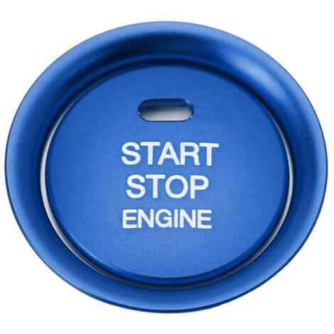 2Pc Set Blue Keyless Engine Push Start Button & Surrounding Decoration ...