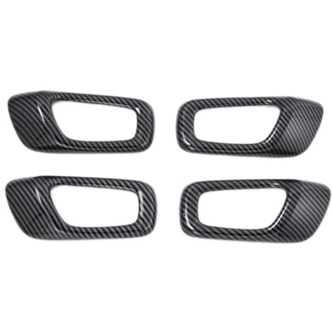 4Pcs Carbon Fiber Car Inner Door Handle Trim Pull Grab Panel Handle ...
