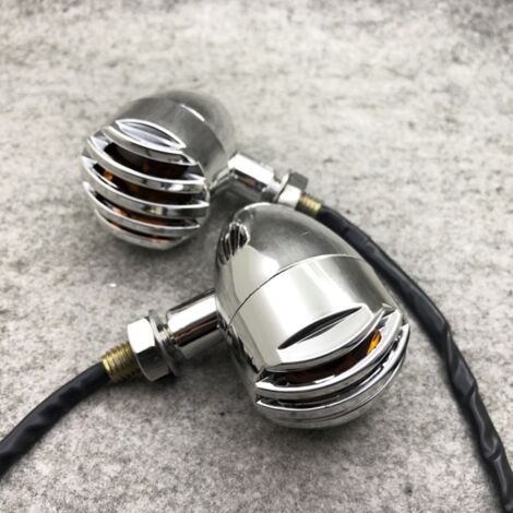 1 Pair 12V Plastic Amber Motorcycle Grill Indicator Turn Signal Lights ...