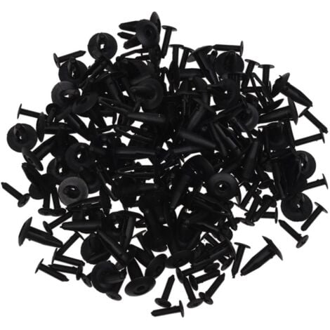 4mm Hole Plastic Rivets Fastener Door Push Clips Black 100 Pcs for Car