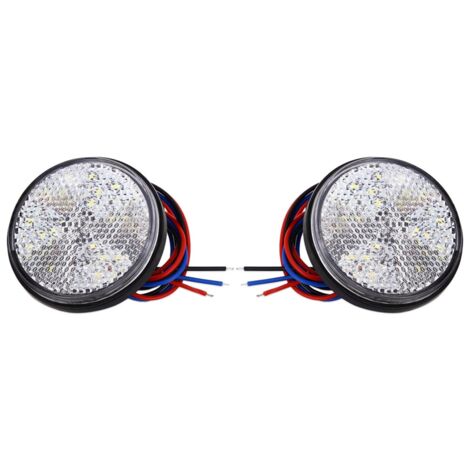 White 24 SMD Car Round Tail Light Turn Signal Light Round Car LED ...