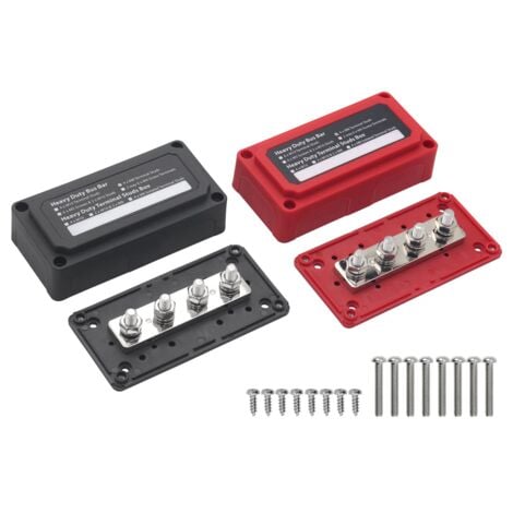 2PCS 300A Bus Bar Heavy Duty Power Distribution Block Busbar Box with 4XM8 (5/16Inch) Terminal ...