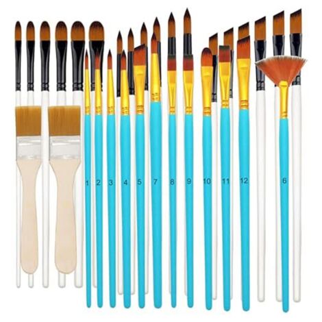 32 Brush Set for Acrylic Painting, Watercolor, Filters, Fans, Detail ...