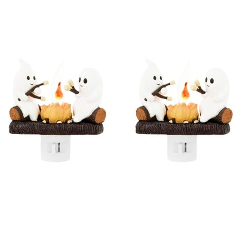 2PCS Ghost Campfire Flickering Nightlight 3D LED Small Faux Night Light ...