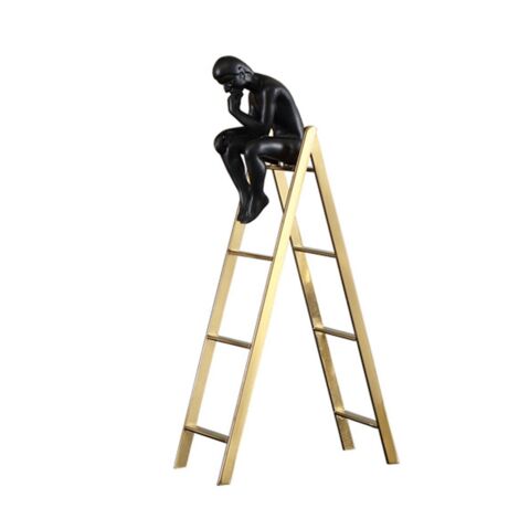 The Statue Thinking Man Statues Sitting on A Ladder Sculptures ...